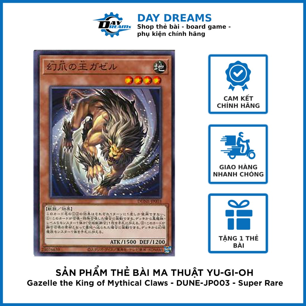 THẺ BÀI YUGIOH CHÍNH HÃNG: Gazelle the King of Mythical Claws - DUNE-JP003 - Common | Shopee ...
