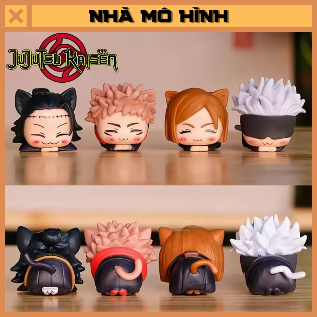 Mô hình 4 nhân vật Jujutsu Kaisen cosplay mèo Gojo Geto Yuji Itadori ...