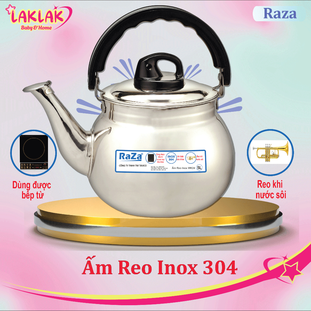 Ấm đun nước inox 304 Raza, ấm reo inox 304 2L, 3L, 4L, 5L, 7L | Shopee Việt Nam