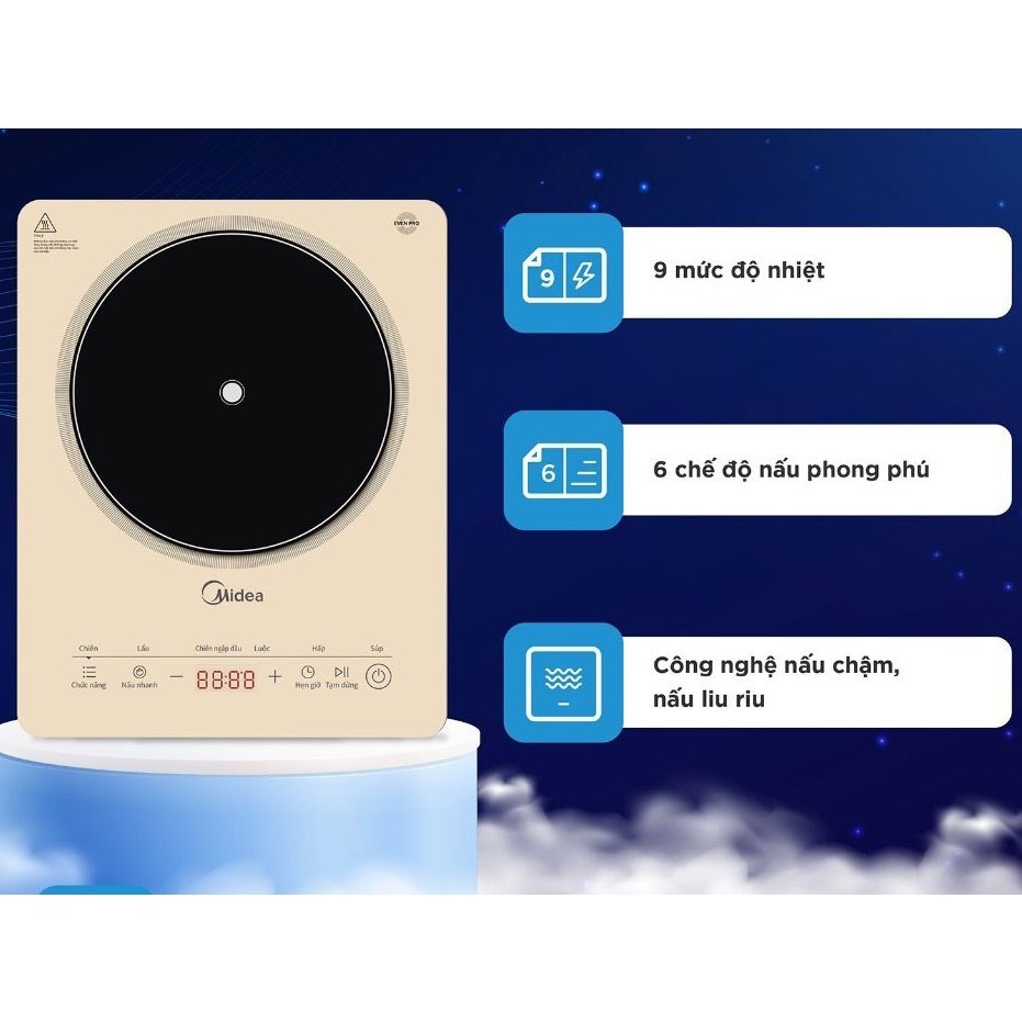 Bếp Điện Từ Cảm Ứng Cao Cấp Midea MI-T2117DC, MIC 221 + Tặng Nồi Inox ...