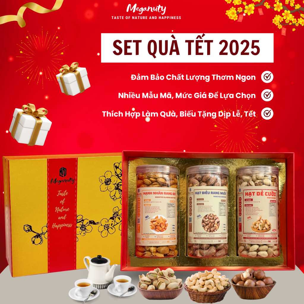 Set Quà Tết 2025, Lễ 8/3,Lễ 20/10 Meganuts - Hộp quà tặng Tết các loại ...