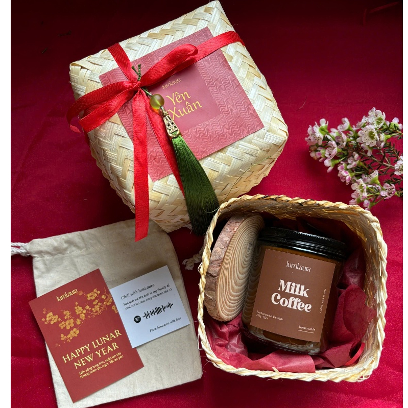 [Set quà tặng Tết]Nến thơm hương cà phê sữa Lumi.aura lành tính sáp đậu ...