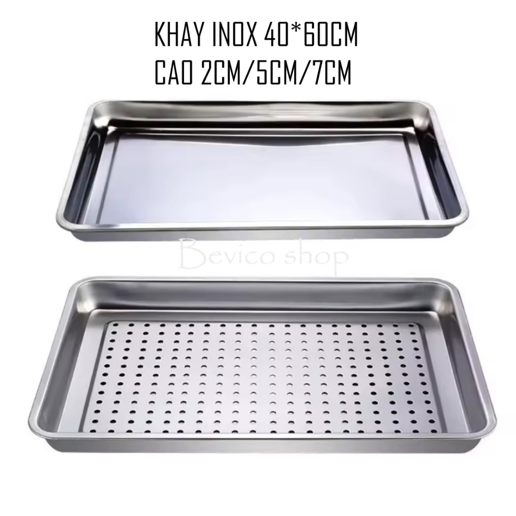 Khay inox chữ nhật 35x50cm/40x60cm | đựng thực phẩm, đựng phụ tùng, mâm ...