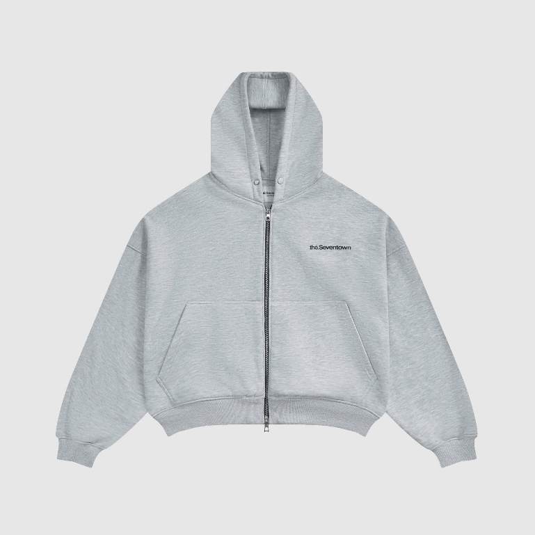 Áo HOODIE-ZIP Nỉ Bông Unisex SEVENTOWN LUXE 070 BASIC màu XÁM Local ...