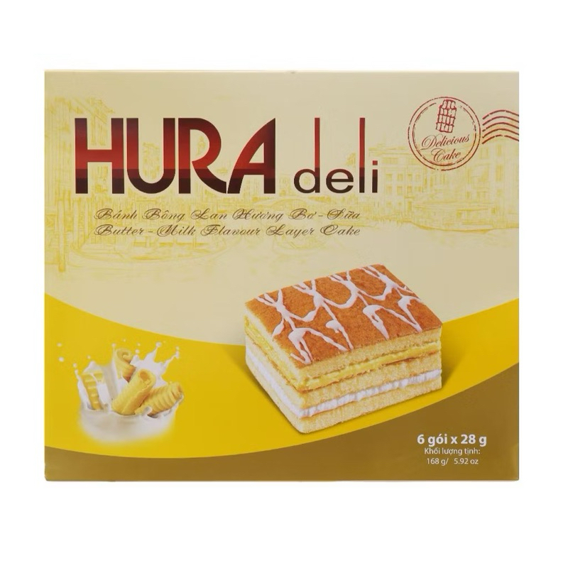 (date 12/25) Bánh Hura Deli Hương Bơ Sữa 168g ( 6 cái ) | Shopee Việt Nam