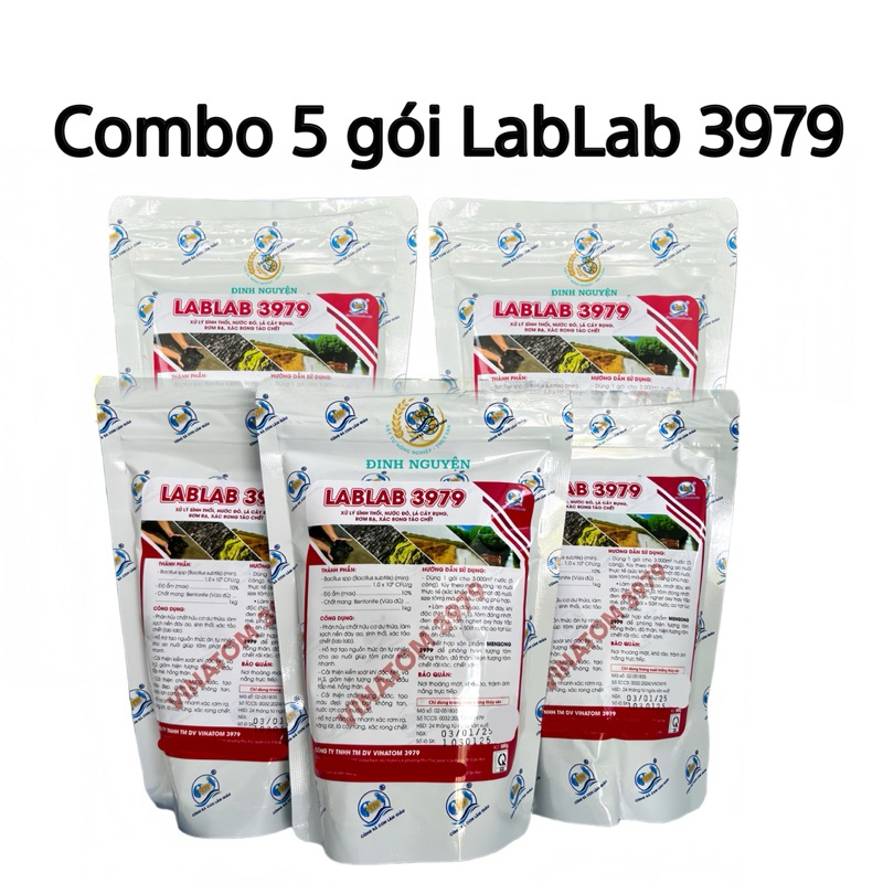 Combo 5 gói Lablab 3979 (Lab Lab) xử lý sình thối, nước đỏ, lá cây rụng, rơm rạ, xác rong tảo ...