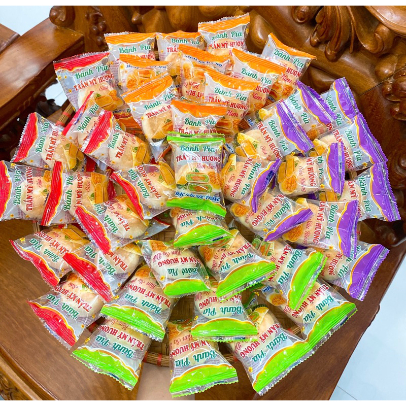 1KG BÁNH PÍA KIM SA mini mix 4 vị Đậu xanh sầu riêng, kim sa khoai môn ...