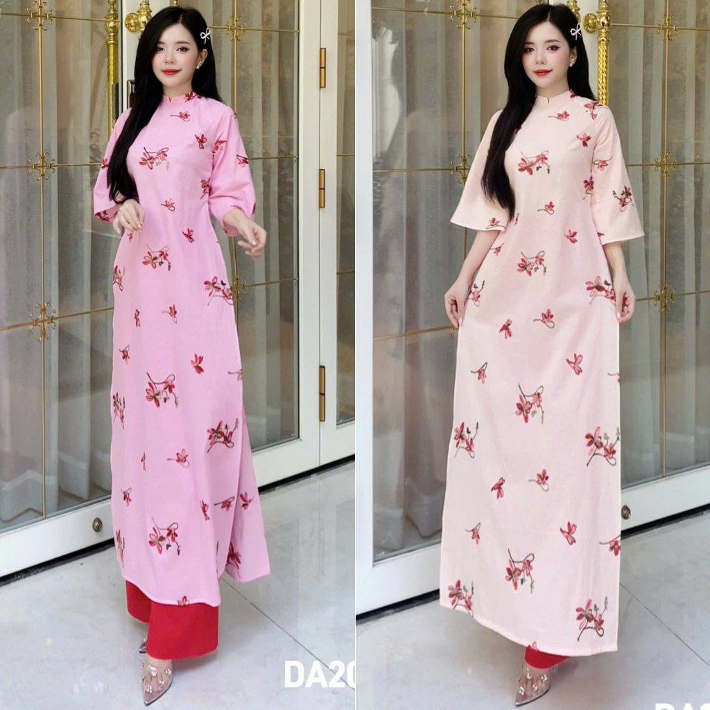 DA199 LEOSWEARING set áo dài hoa cách tân | Shopee Việt Nam