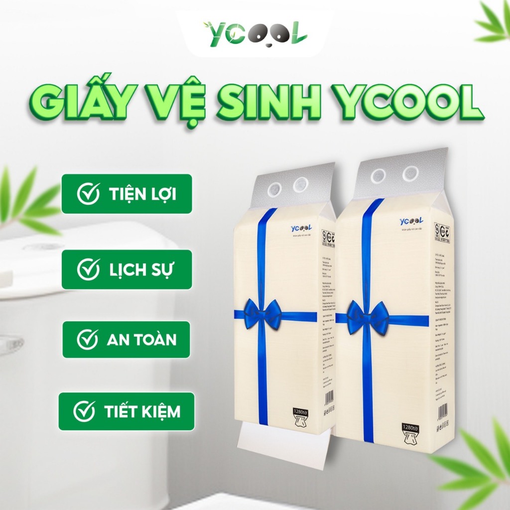 Thùng 6 bịch] Giấy rút treo tường giấy vệ sinh YCOOL 1 bịch 1280/ 4 lớp ...