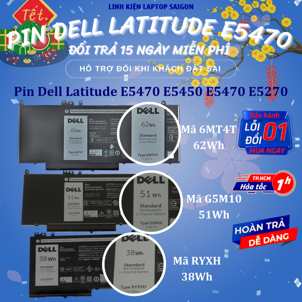 Pin Dell Latitude E5470 E5450 E5470 E5270 RYXXH 38WH NGGX5 47WH G5M10 ...