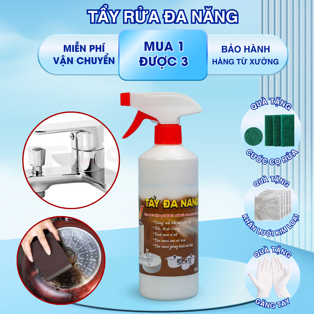 Dung dịch tẩy đa năng MVP CLEAN 500ml, dầu mỡ nhà bếp, hút mùi, rong ...
