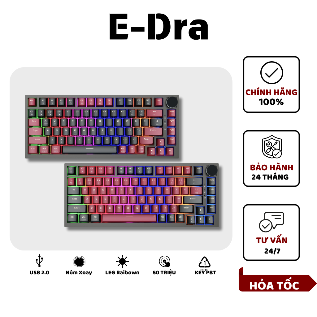 Bàn phím cơ Gaming E-DRA EK375 Beta - Alpha Layout 75, Led Rainbown ...