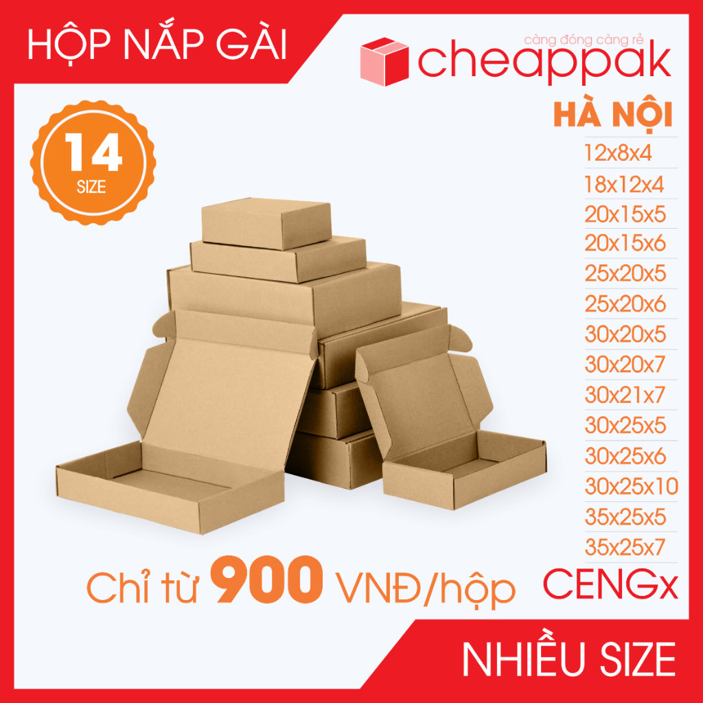 CENG - 100 Hộp carton nắp gài đóng hàng giá rẻ - Size trung lớn - Hộp ...