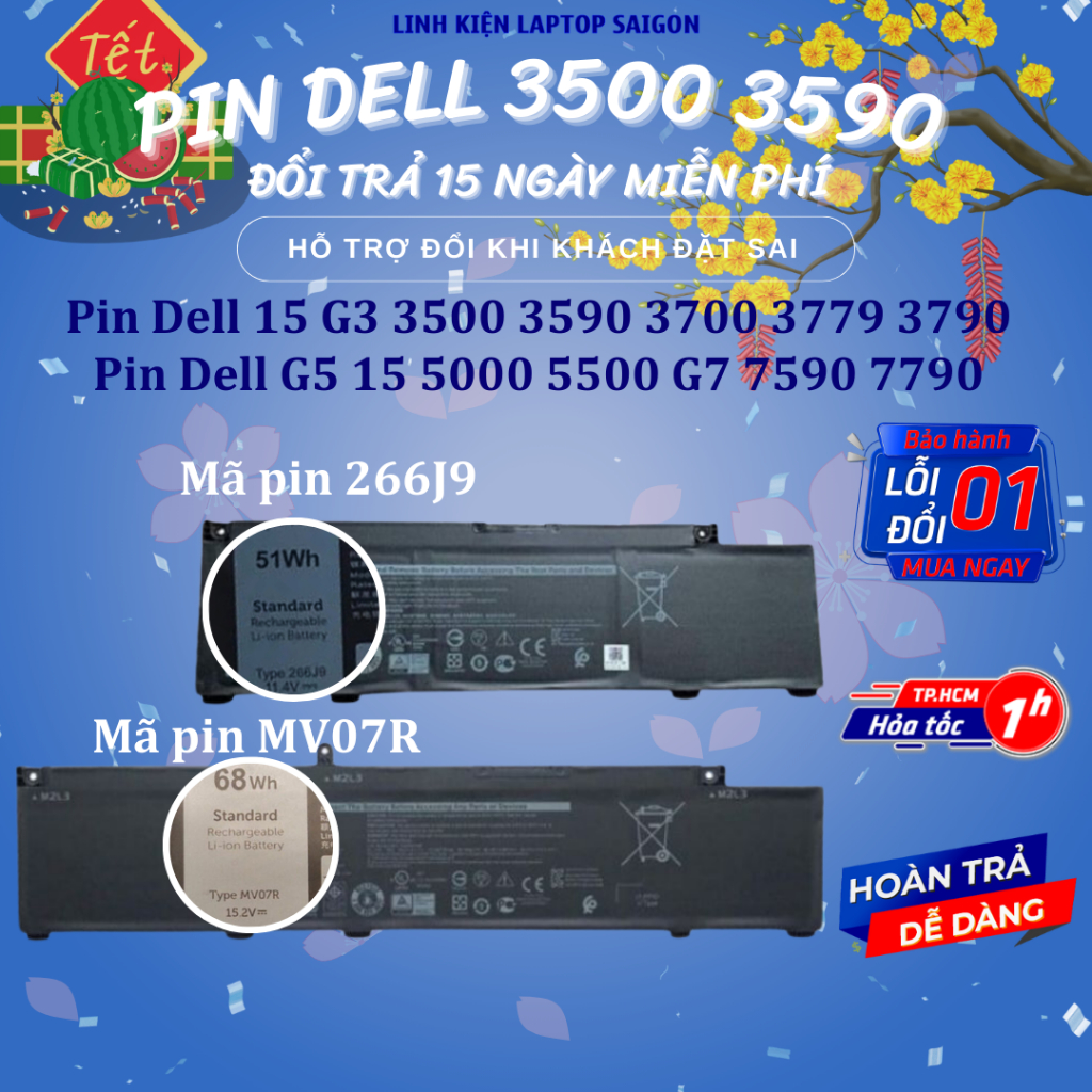 Pin Dell 266J9 MV07R Pin Dell 15 G3 3500 3590 3700 3779 3790 Pin Dell ...