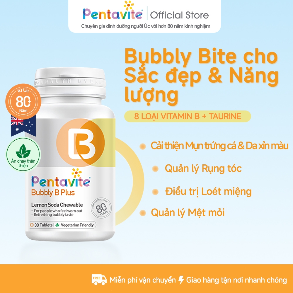 Pentavite Lemon Soda (30 viên) - Vitamin B Complex, tăng sức khỏe, miễn ...