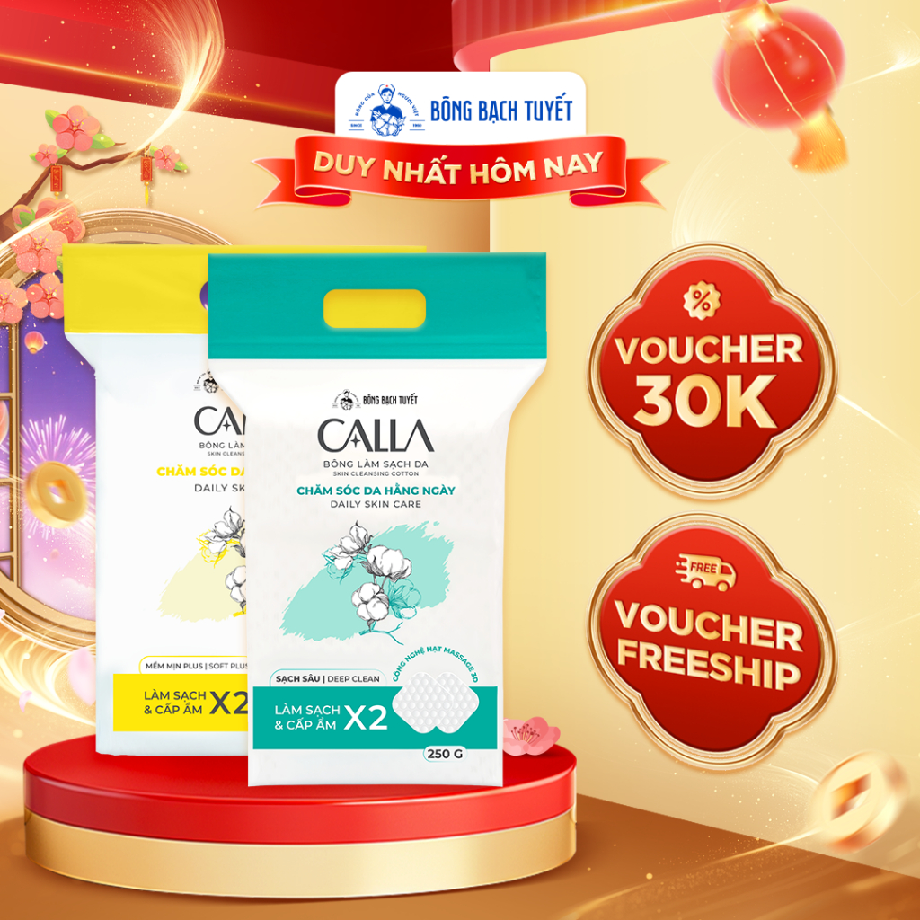Combo 2 Túi Bông Tẩy Trang Calla Bông Bạch Tuyết Mềm Mịn 250g + Sạch ...