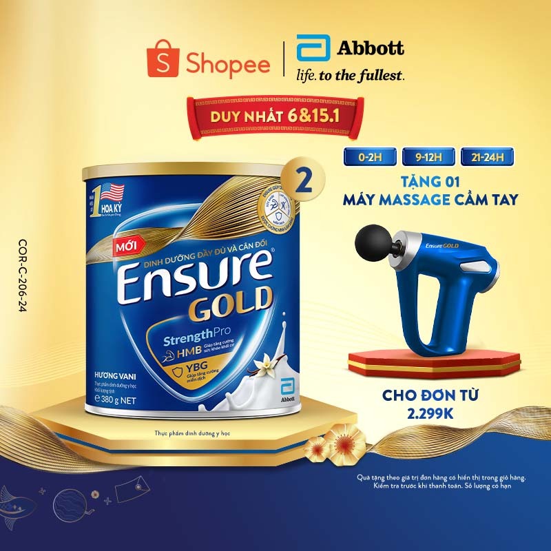 Combo 2 Lon Sữa bột Ensure Gold Abbott hương vani 380g/ 400g | Shopee Việt Nam