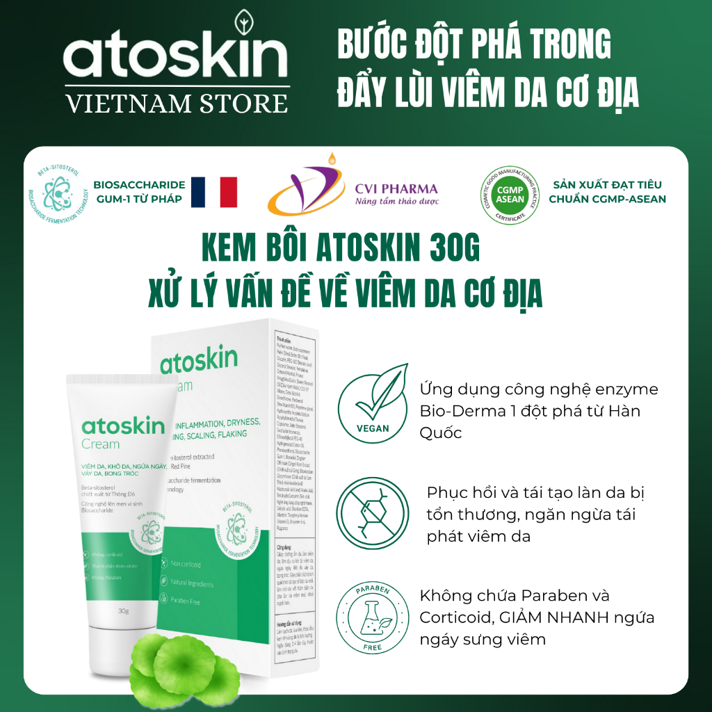 Kem Bôi Viêm Da Cơ Địa Atoskin 30G - Kem Dưỡng Ẩm, Giảm Khô Rát, Bong ...