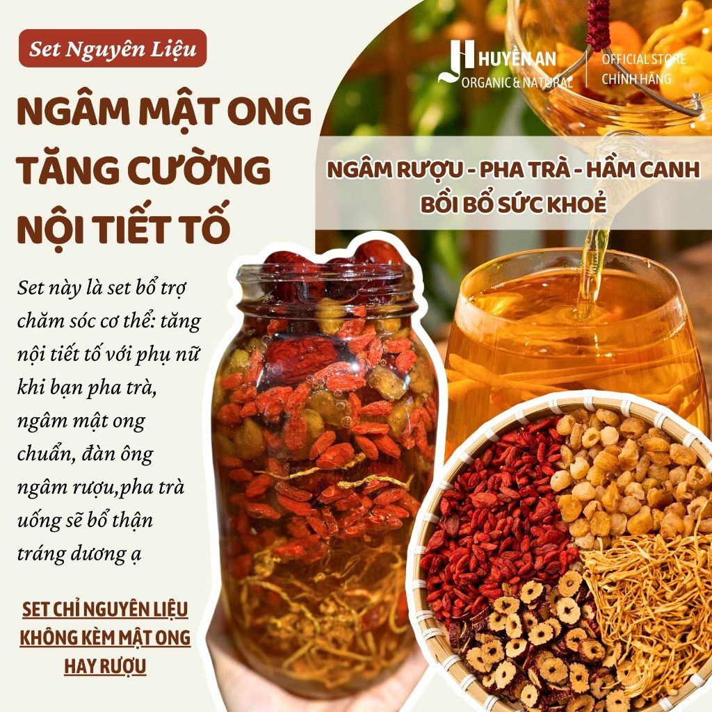 Set Nguyên Liệu Ngâm Mật Ong Nội Tiết Tố,Ngâm Rượu,Pha Trà,Hầm Canh Bồi ...
