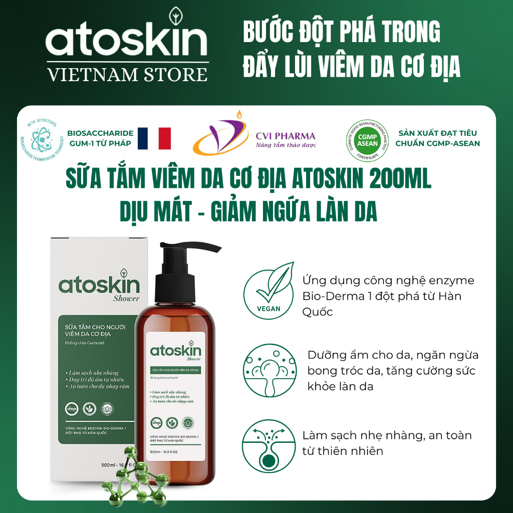 Sữa Tắm Dưỡng Ẩm Viêm Da Cơ Địa ATOSKIN 200ML - Làm Sạch Da Nhẹ Nhàng ...
