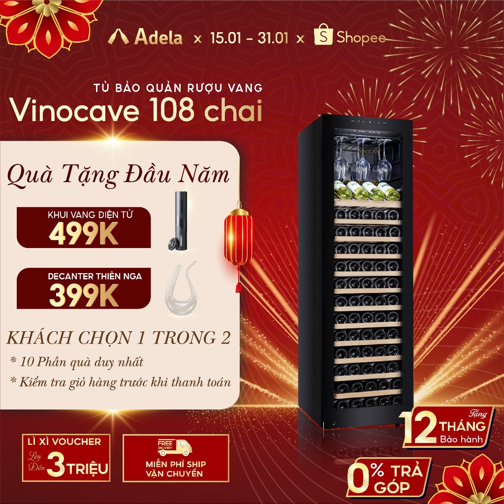 Tủ Bảo Quản Rượu Vang Vinocave 108 Chai Công Suất 130W Nhập Khẩu Chính ...