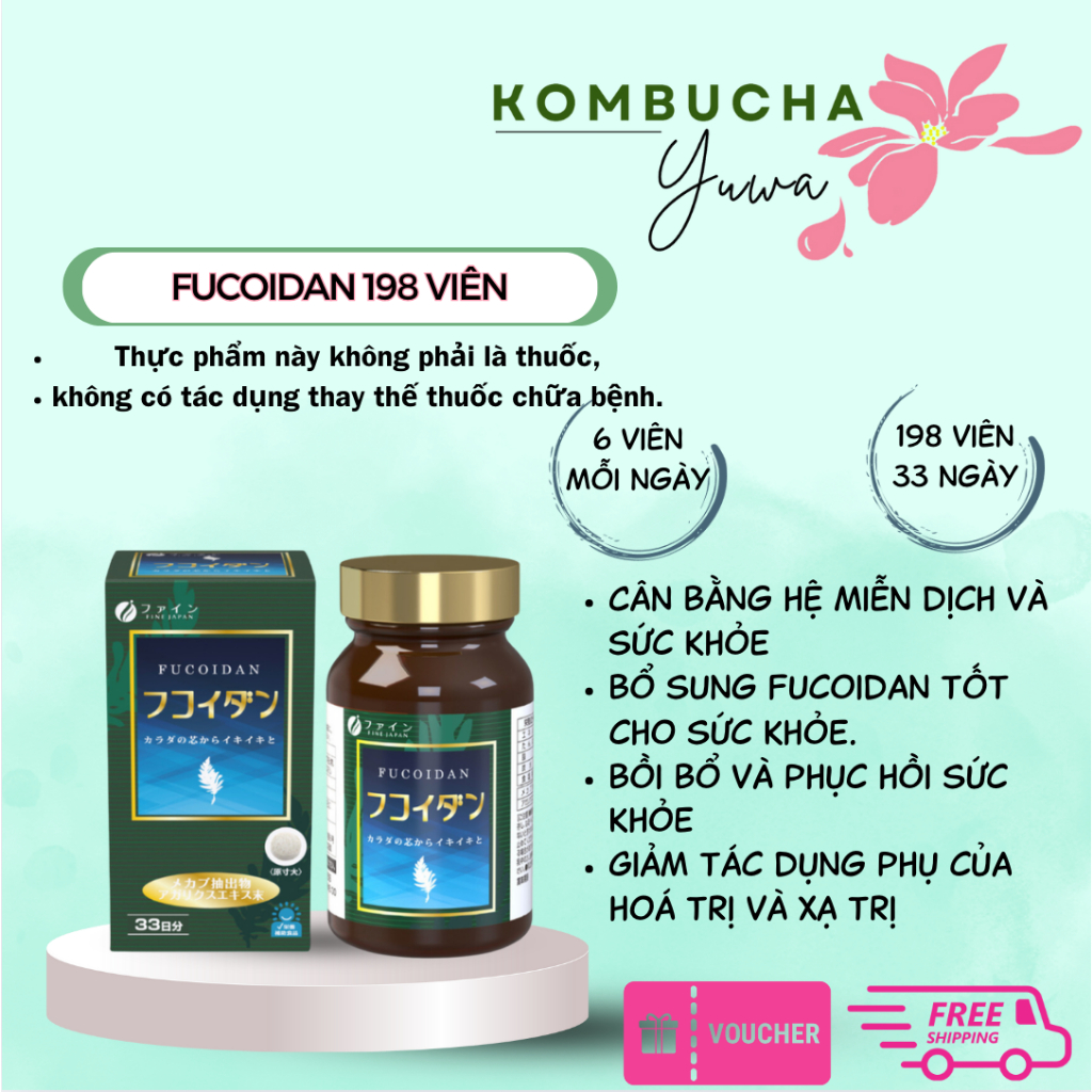 TẢO Fucoidan Fine Japan Nhật Bản Viên uống hỗ trợ cân bằng hệ miễn dịch ...