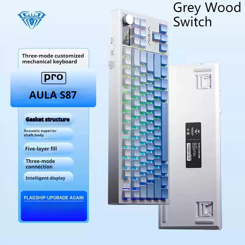 Bộ Bàn Phím Cơ - Leobog AULA S87 PRO - Mạch xuôi - LED RGB - Màn hình TFT + Núm xoay - Pin 8000 ...