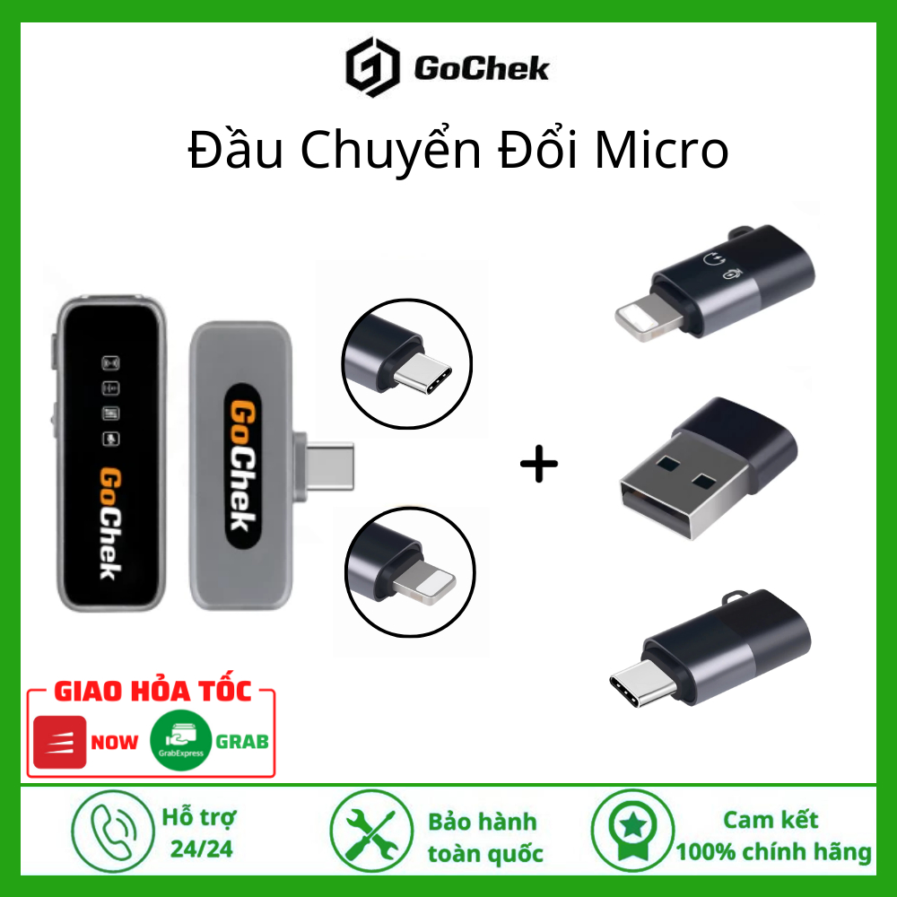 Đầu chuyển đổi micro Gochek từ Lightnig qua Type C, Type C sang ...