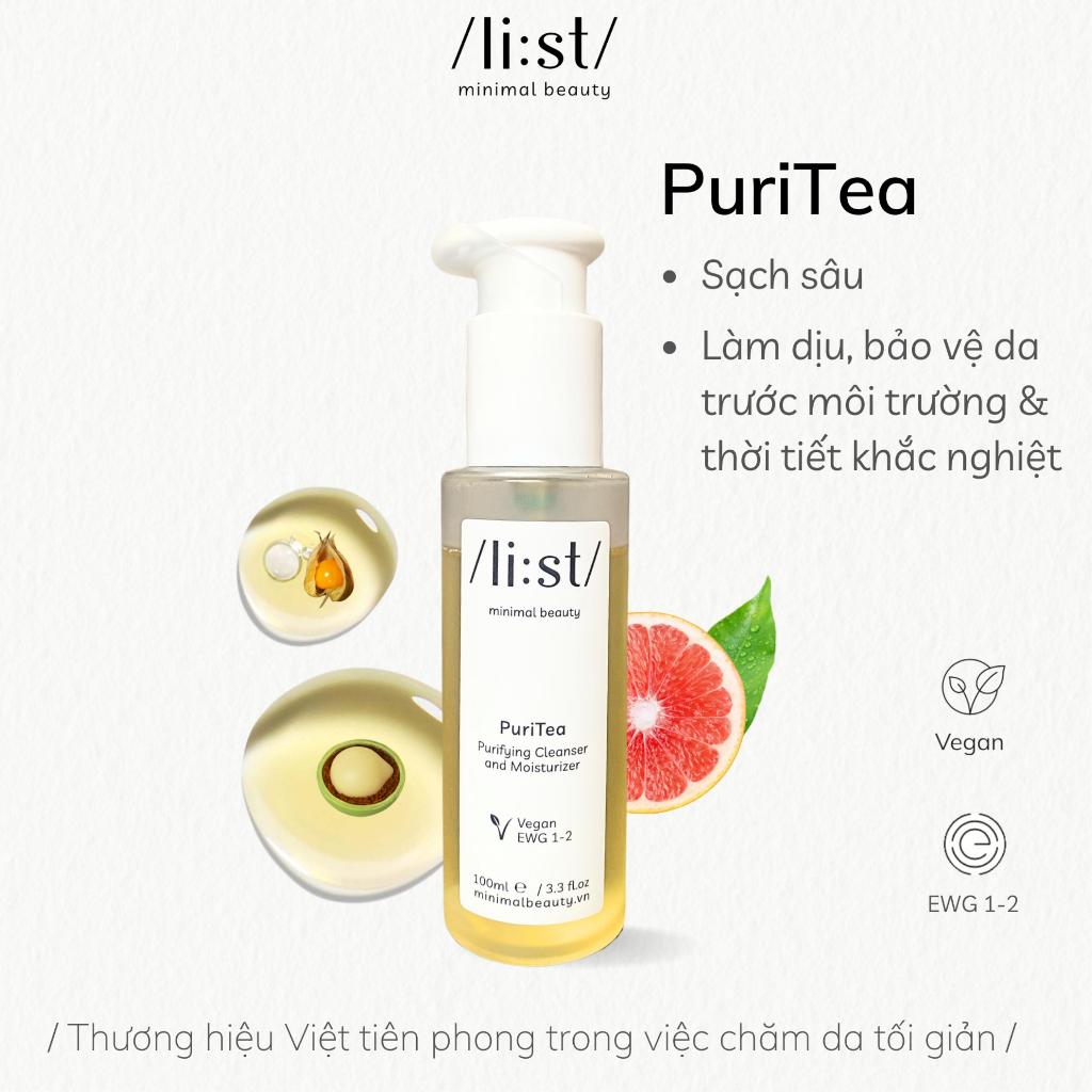 Dầu tẩy trang, rửa mặt sạch sâu, lành tính, giảm mụn đầu đen List PuriTea 100ml | Shopee Việt Nam