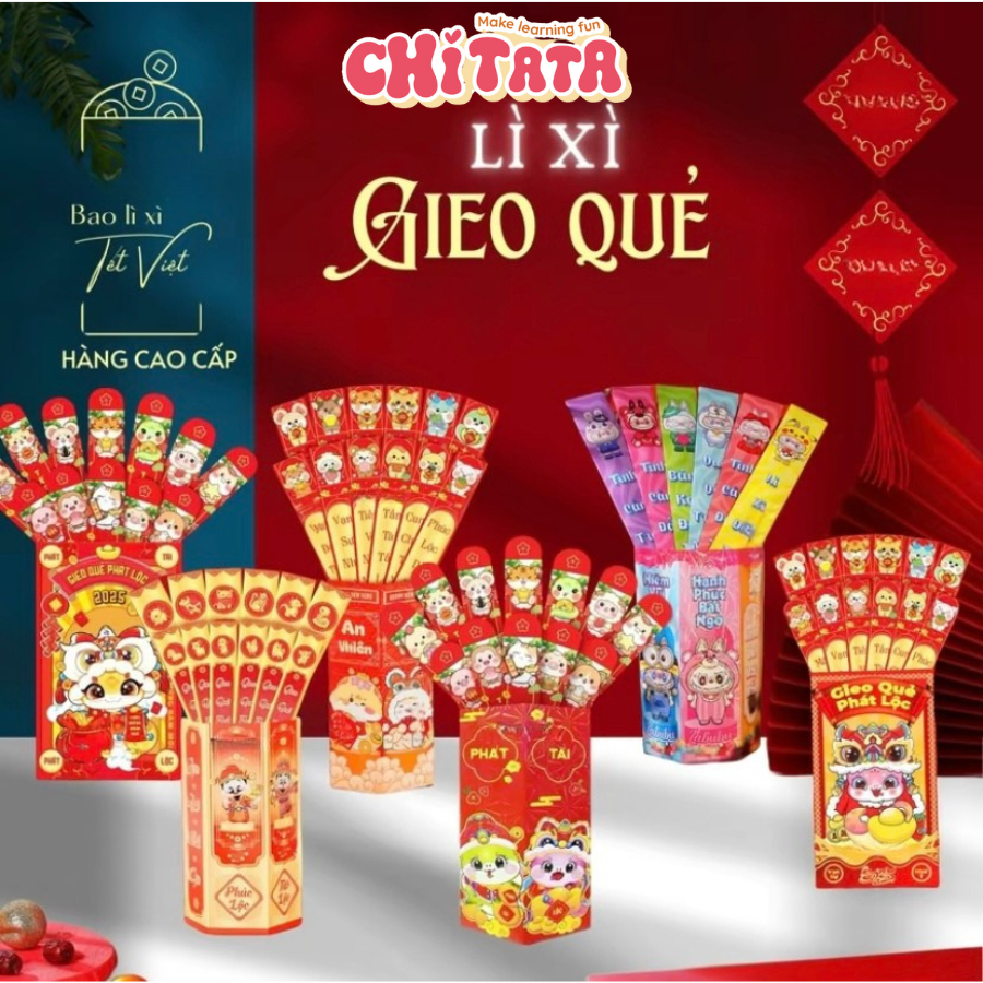 Gieo Quẻ Lì Xì Labubu 2025 Năm Tân Tị Rắn May Mắn Lì Xì Rút Quẻ 12 Con ...
