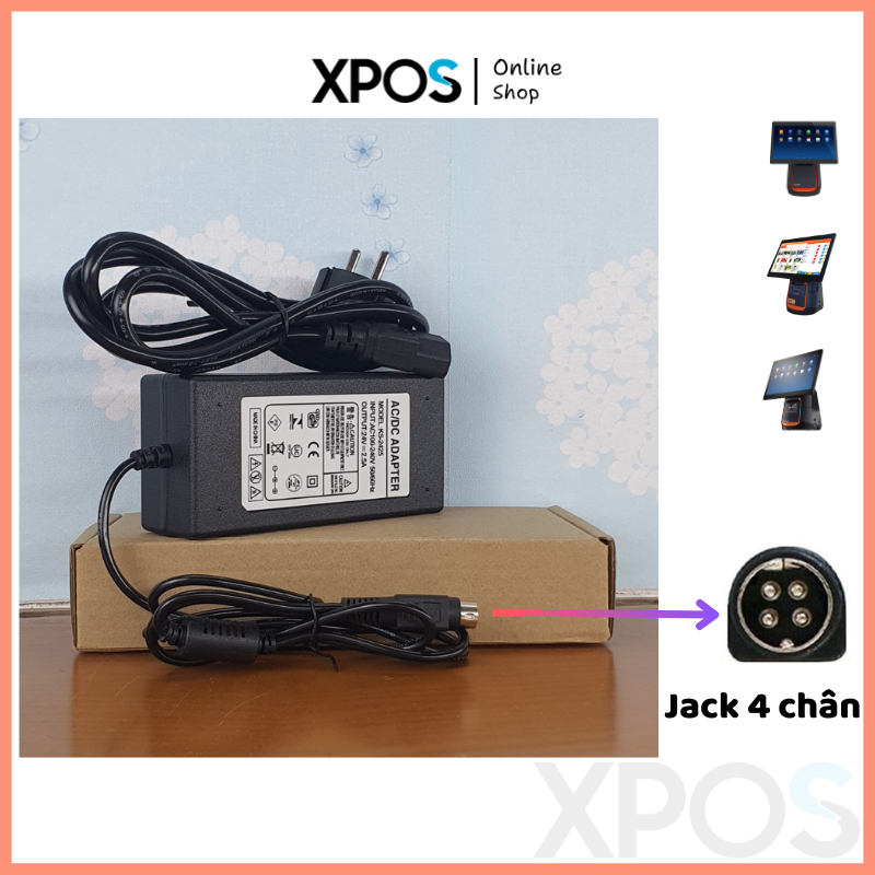 Nguồn máy Pos Android SUNMI, Ocha Pos 24V-2.5A Jack tròn 4 chân - Mới ...