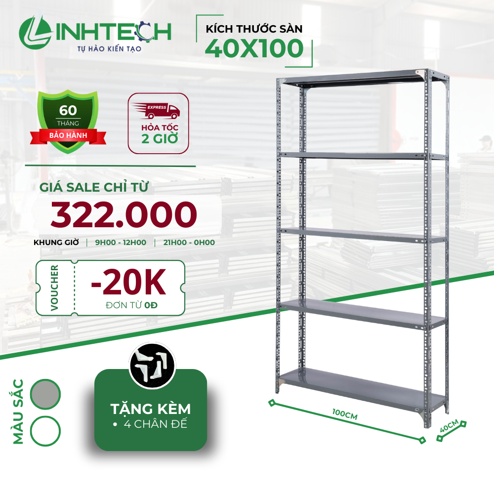 Kệ sắt v lỗ đa năng 2/3/4/5 tầng giá rẻ dài 100cm rộng 40cm chiều cao ...