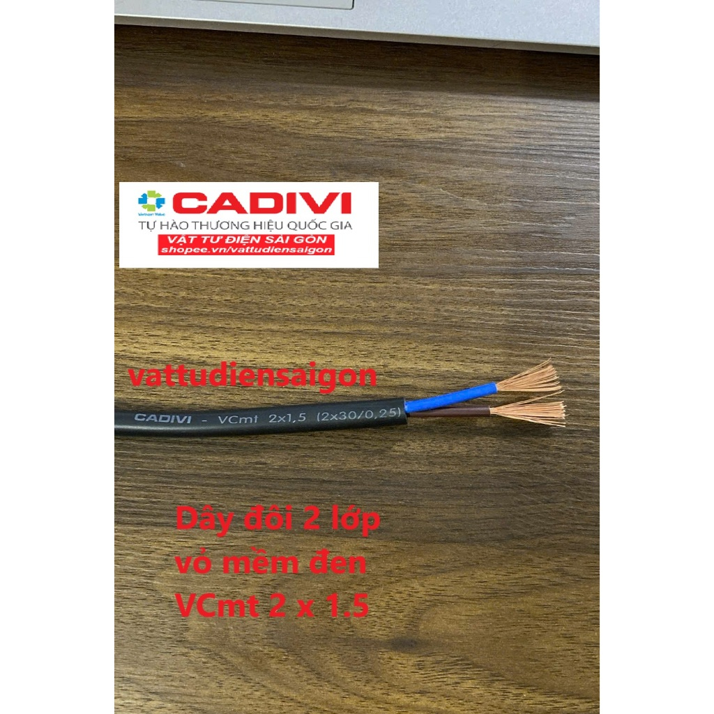 Dây điện CADIVI VCmt 2x1.5 mm đôi tròn mềm 2 lớp vỏ ruột đồng Chính hãng | Shopee Việt Nam