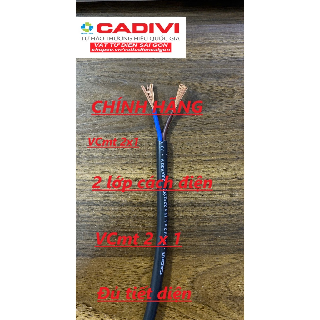 Dây điện Cadivi VCmt 2x1mm đôi mềm tròn 2 lớp vỏ cách điện ruột đồng ...