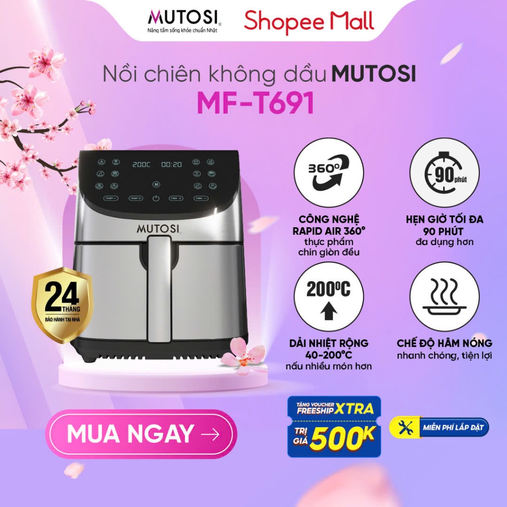 Nồi chiên không dầu Mutosi MF-T691-Hàng chính hãng | Shopee Việt Nam