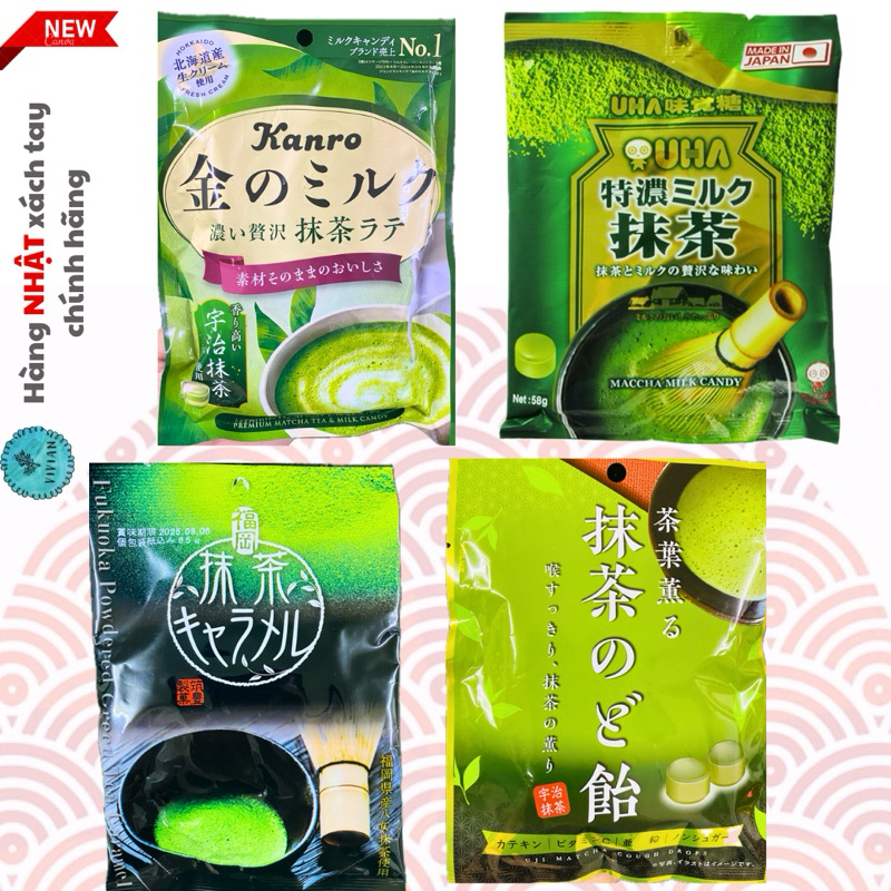 🇯🇵NỘI ĐỊA NHẬT🇯🇵 Tổng hợp Kẹo sữa Matcha Trà xanh nhiều loại Kanro,UHA Tokuno,Fukuoka,Uji giảm ...