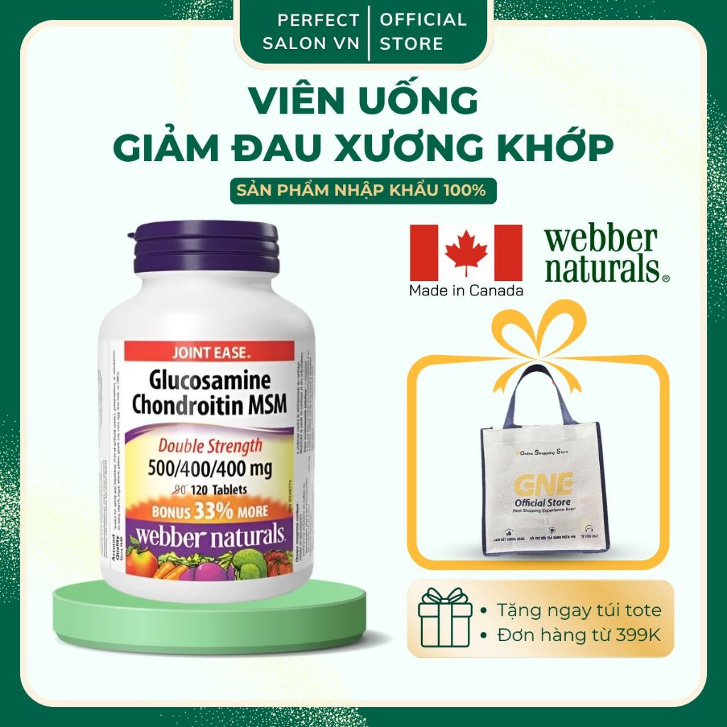 Viên Uống Glucosamine Chondroitin MSM Webber Naturals Khỏe Xương Bổ Khớp Hộp 120 Viên | Shopee ...