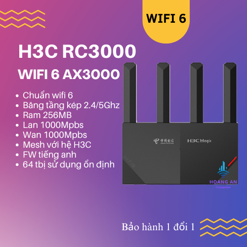 [English Rom] Bộ phát wifi Router wifi H3C RC3000,có mesh,wifi6 ax3000,wifi dual band 2 băng tần ...