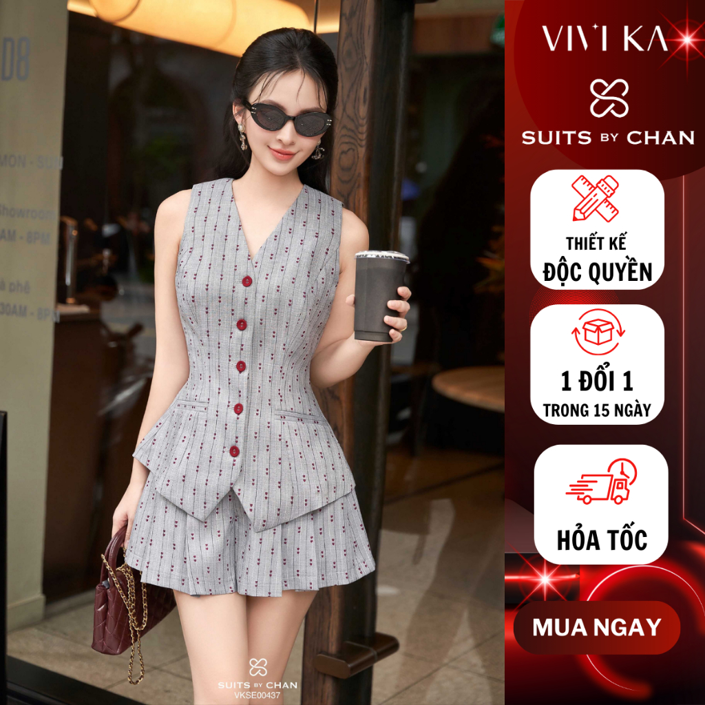 VIVI KA - Set đồ nữ - áo ghile tay sát nách + quần váy - VKSE00437 ...