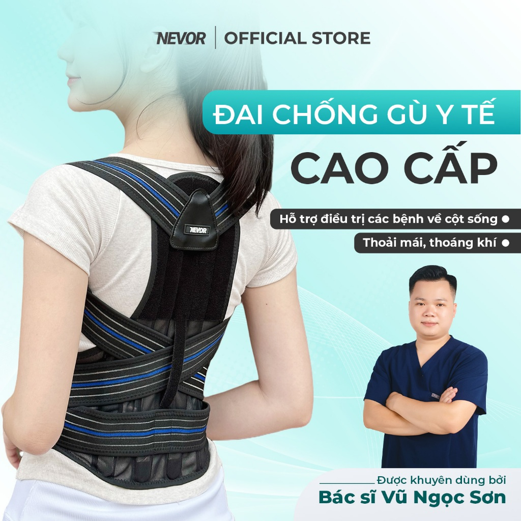 Đai Chống Gù Lưng Y Tế Nevor DCG04 Có Nẹp Cứng Định Hình Cột Sống, Hỗ ...
