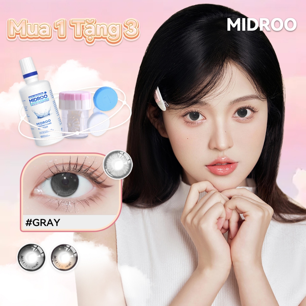[Mua 1 Tặng 3] Kính Áp Tròng Midroo Lens Mắt Magic Xám Lens 0-6 Độ 14 ...
