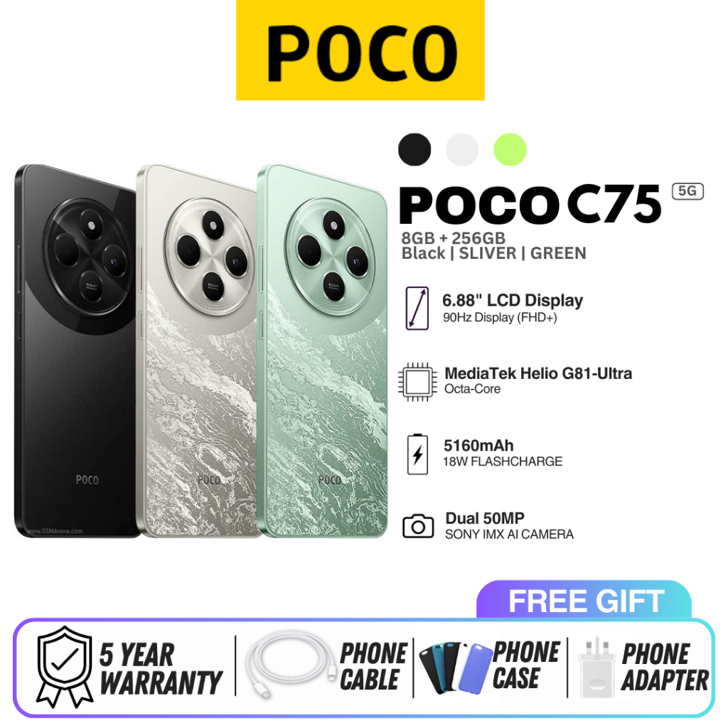 Xiaomi POCO C75 | 8GB RAM + 256GB ROM | Màn 6.88” | Pin 5160mAh ...