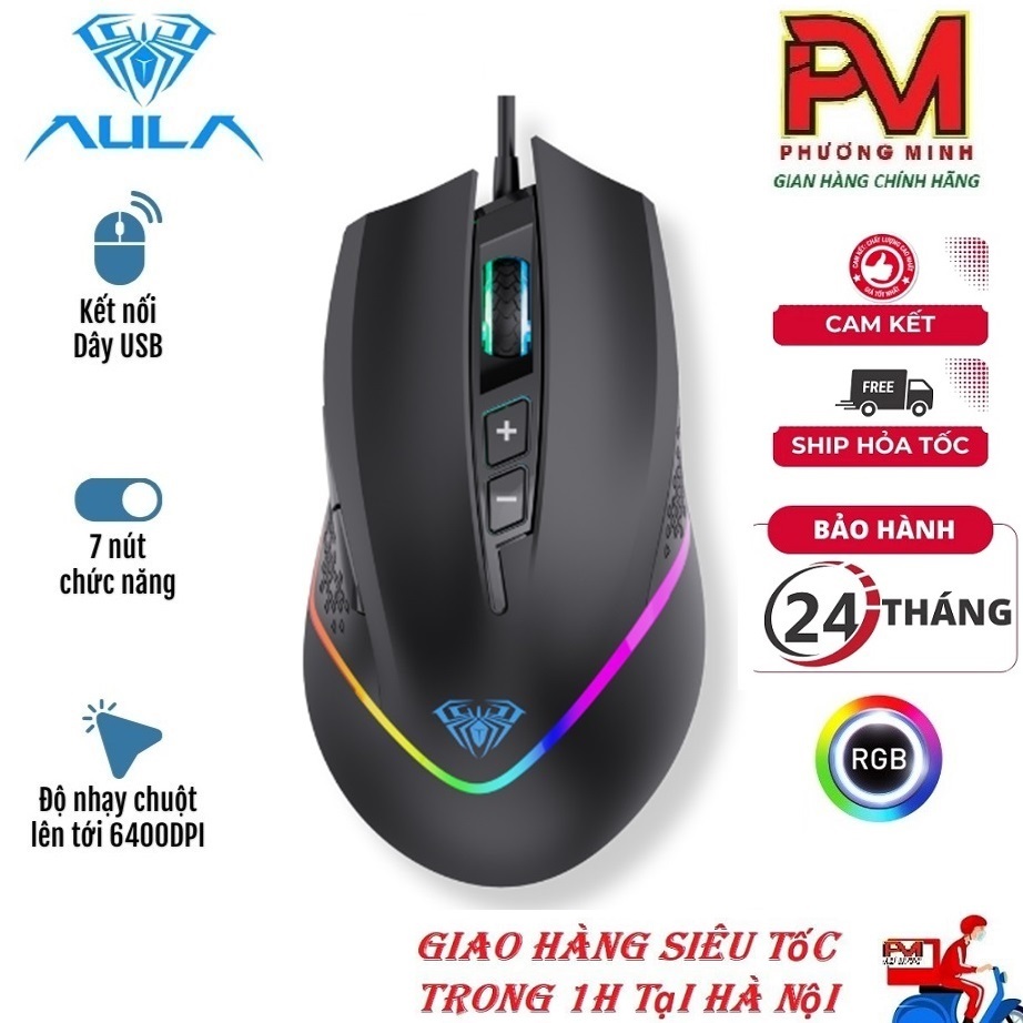 Chuột Gaming có dây AULA F805 LED RGB, Chuột Máy Tính Có Dây 7 Nút Lập ...