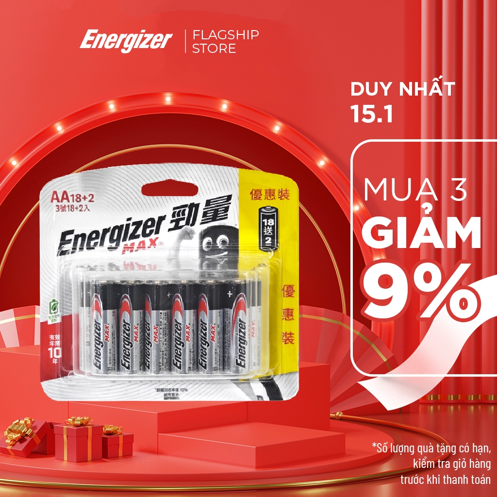Pin Energizer Max AA - Vỉ 18 Tặng 2 | Shopee Việt Nam