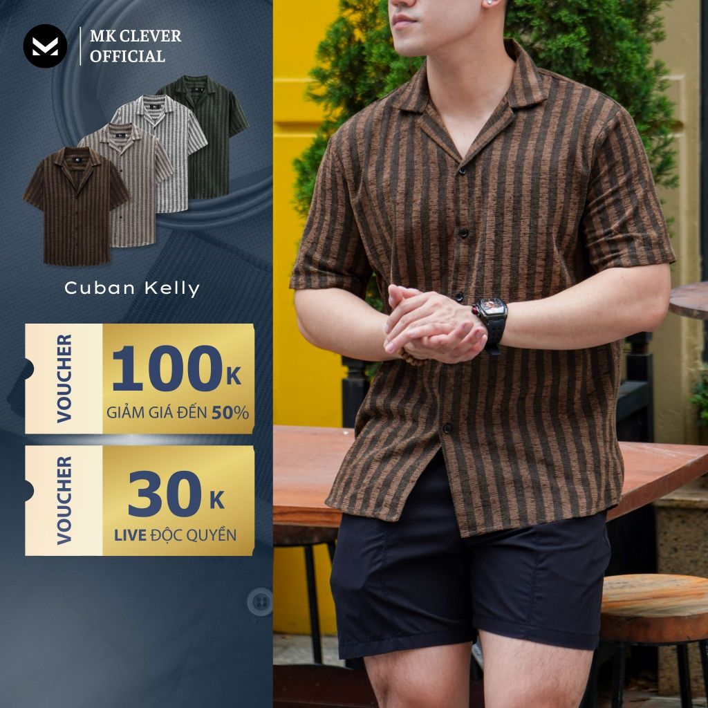 Áo sơ mi nam Kelly MK CLEVER chất vải đũi thoáng mát, form regular dễ ...