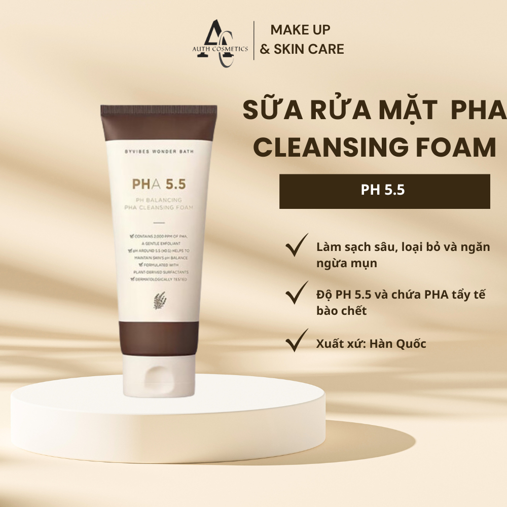 Sữa Rửa Mặt Tẩy Tế Bào Chết Byvibes Wonder Bath PHA 5.5 PH Balancing PHA Cleansing Foam 130ml ...