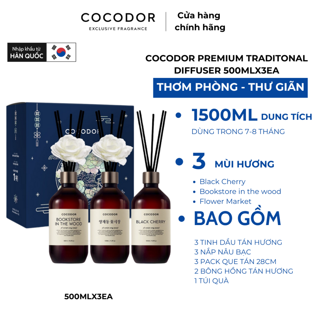 [Set quà] Bộ quà tặng tinh dầu tán hương Truyền thống Cocodor Premium ...