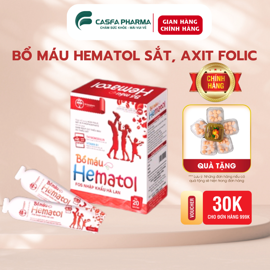 Bổ máu HEMATOL Hanopharco, sắt, axit folic cho bà bầu, người thiếu sắt ...
