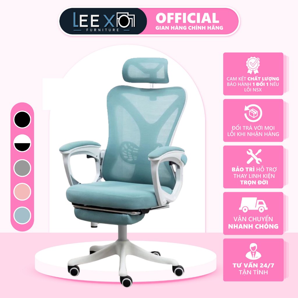 Ghế Gaming Công Thái Học LEXO FUNITURE LX20, Chất Liệu Lưng Lưới Thoáng ...