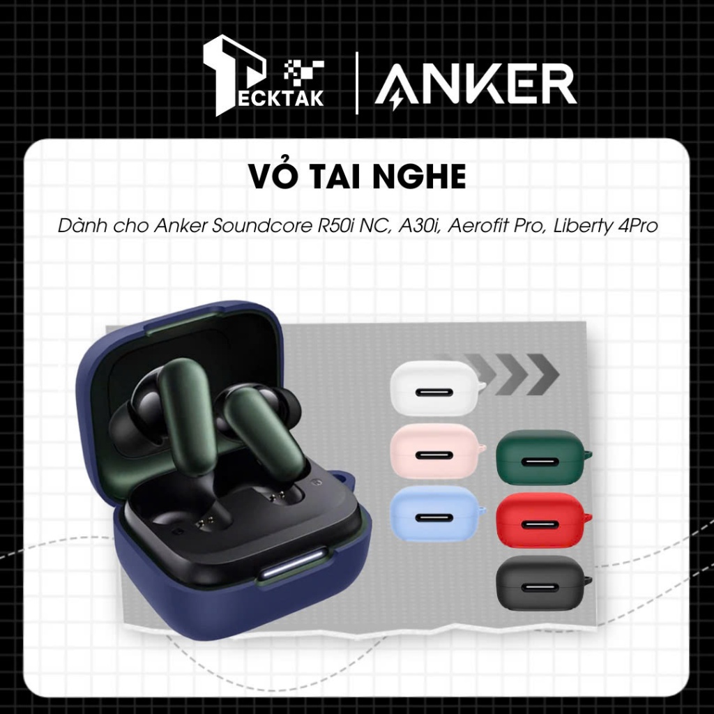 Vỏ Tai Nghe TPU Silicon Cho Anker Soundcore R50i NC, A30i. Aerofit Pro ...
